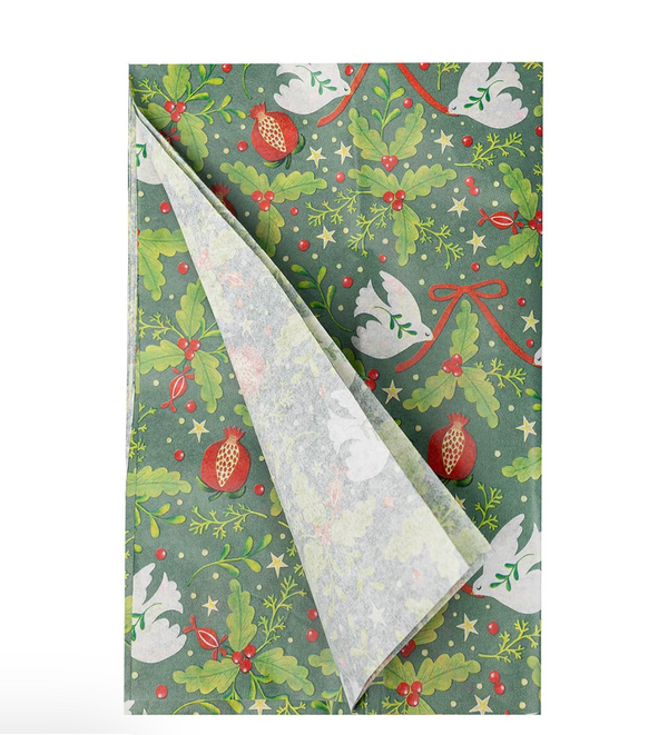 Folklore Green Christmas Tissue Paper - 4 Sheets