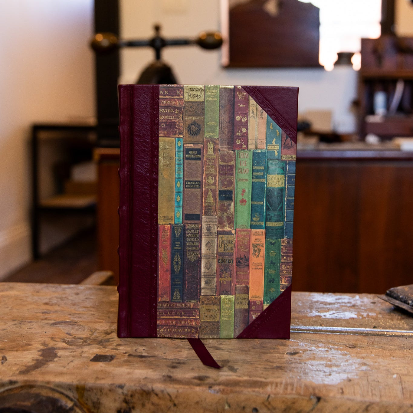 Library / Maroon Half Leather Journal – Personalised | SB Libris