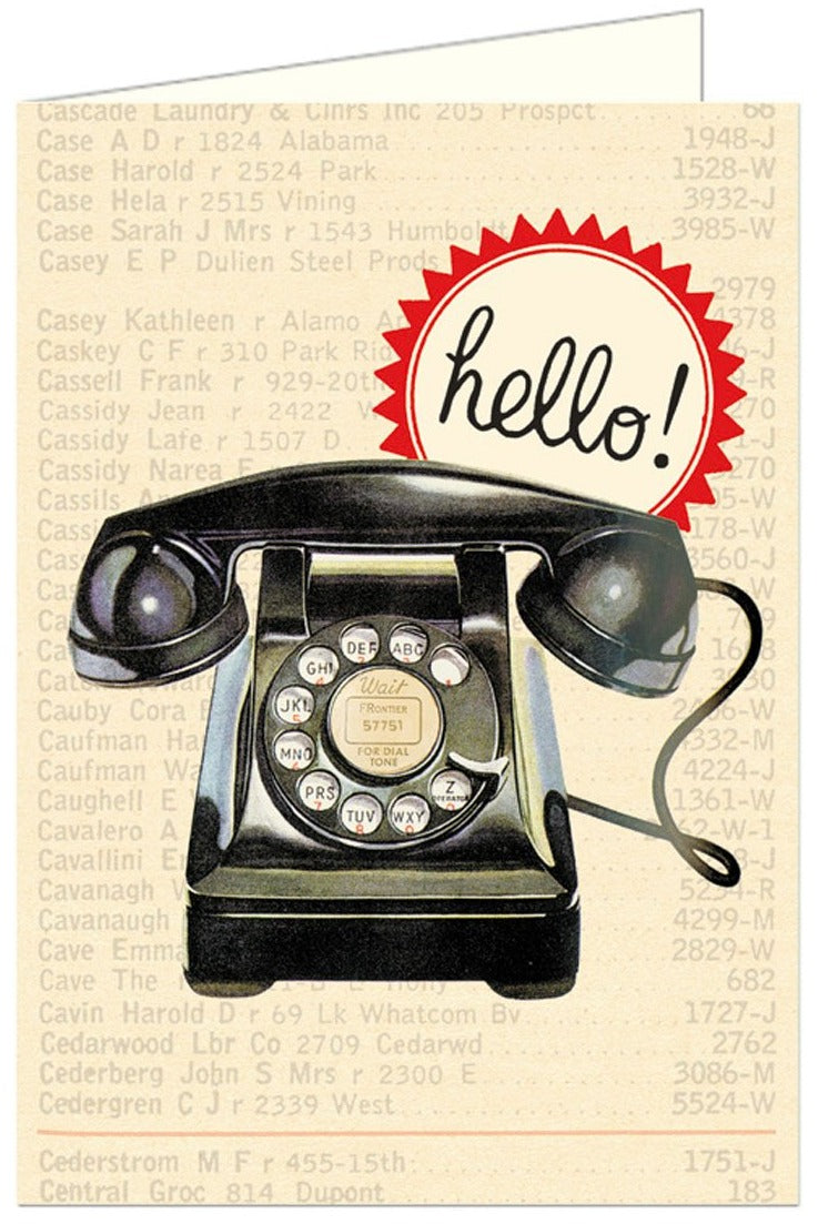 'Hello' Vintage Phone Greeting Card